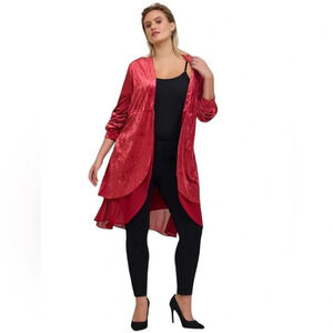 torrid | Jackets & Coats | Torrid Burgundy Red Velour Velvet Chiffon ...